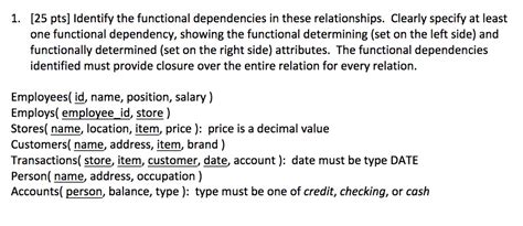 solved identify the functional dependencies in the