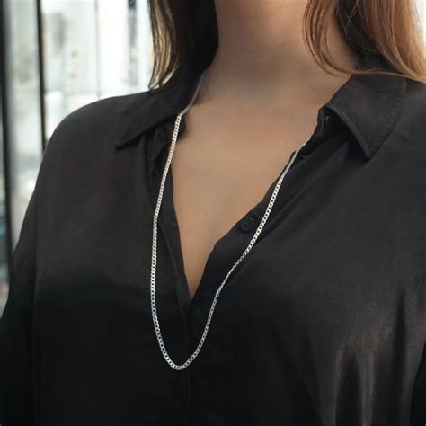 Cadena De Plata GRUM BARBADA De 80 Cm De Largo Fabricada En Plata
