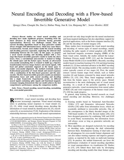 pdf neural encoding and decoding with a flow based invertible generative model