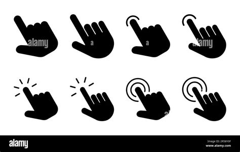 Hand Click Icon Set Pointer Icon Vector Hand Cursor Icon Vector Stock
