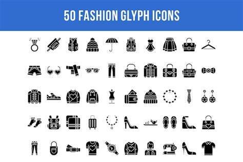 50 Iconos De Glifos De Moda Vector Premium