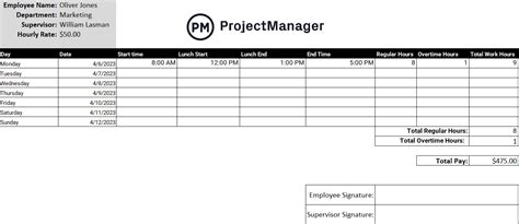 Free Timesheet Template For Excel ProjectManager