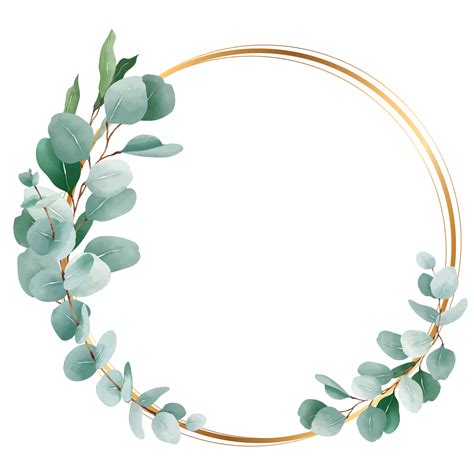Eucalyptus And Gold Wreath Clipart Wedding Invitation Clipart