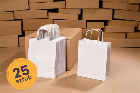 Torba papierowa torebka biała 180x80x225 kartony24 eu