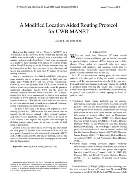 a modified location aided routing protocol for uwb manet jazyah y and hope m d download
