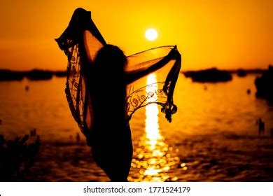 Beautiful Nude Latin Model Silhouetted She Stock Photo