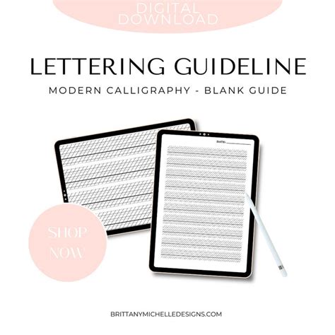 Digital Printable Blank Lettering Guideline For Modern Calligraphy In
