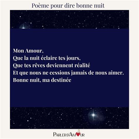 Poème touchant de bonne nuit pour son homme en 2023 Dire bonne nuit