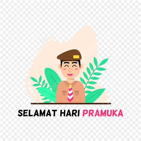 Scout Hari Pramuka Vector Art PNG Smile Boy Greeting Selamat Hari