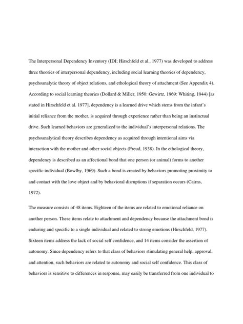interpersonal dependency inventory pdf attachment theory interpersonal relationships