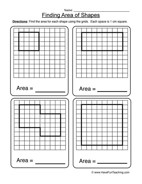 Finding The Area Worksheets