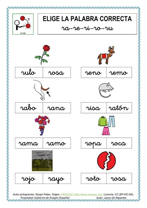 Ejercicio de Elige la palabra correcta RA RE RI RO RU MINÚSCULAS