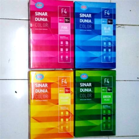 Jual Kertas HVS F4 70 Gram SINAR DUNIA WARNA COLOR SIDU 1 Rim 500