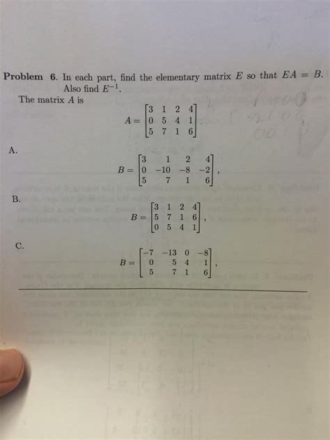 solved in each part find the elementary matrix e so that ea