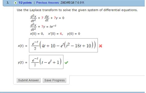 solved use the laplace transform to solve the given system