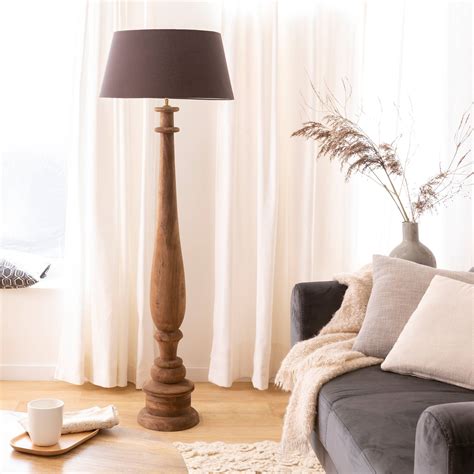 Lampe Sur Pied En Bois De Manguier Moulures Albane Made In Meubles