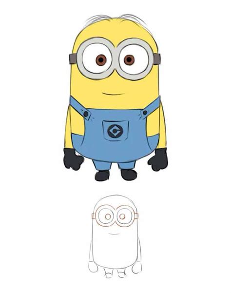 A Drawing Of A Minion With Glasses And Overalls