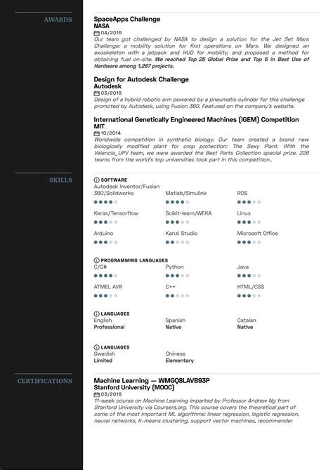 Mechanical Engineering Intern At Volvo Resume Sample Kickresume