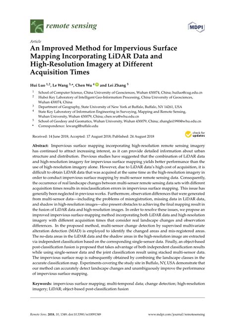 pdf an improved method for impervious surface mapping incorporating lidar data and high