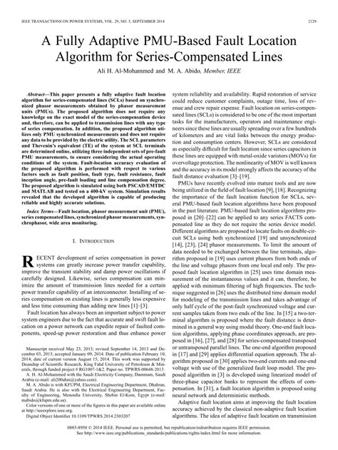 pdf a fully adaptive pmu based fault location algorithm for series compensated lines