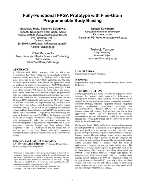 pdf fully functional fpga prototype with fine grain programmable body biasing