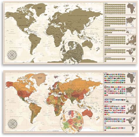 Carte du monde vintage à gratter XXL aux couleurs de lautomne Goods