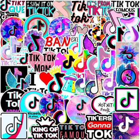 50pcs Tiktok Sticker Set Waterproof Tik Tok Logo Stickers Phone Laptop
