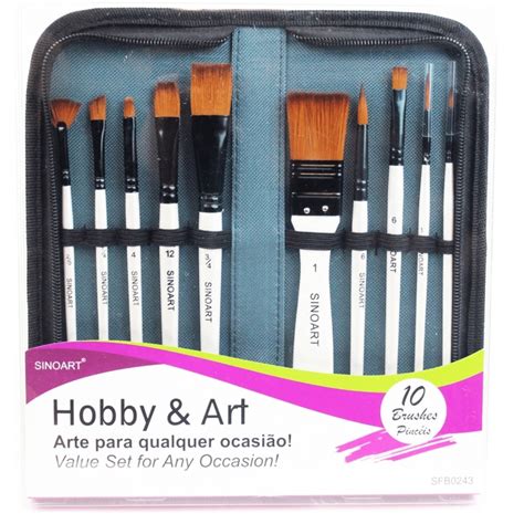 Kit 10x Pincel Pintura Hobby Art Aquarela Oleo Acrilica Submarino