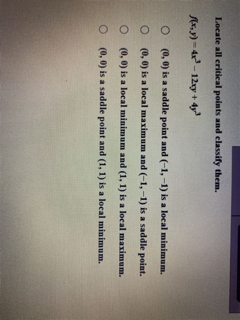 solved locate all critical points and classify them x