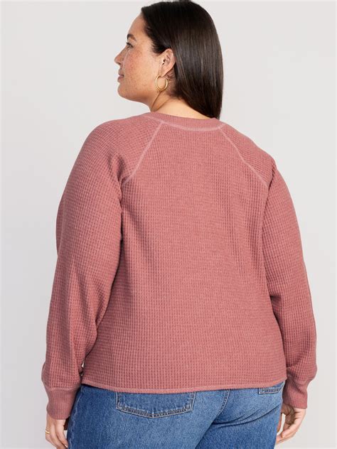 Plush Waffle Knit Henley Top Old Navy