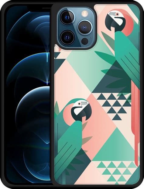 IPhone 12 Pro Max Hoesje Design Op Glas Exotic Trendy Parrots