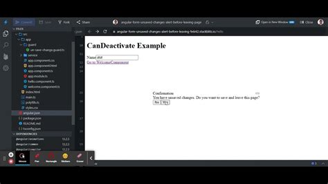 Angular Form Unsaved Changes Alert Before Leaving Page StackBlitz