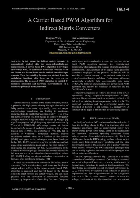pdf the1 4 a carrier based pwm algorithm for indirect matrix converters dokumen tips