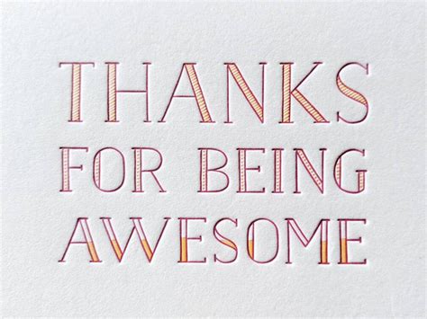 Thanks For Being Awesome Letterpress Thank You Greeting Card Etsy