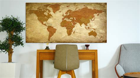 Tableau Aluminium Dibond Mappemonde Vintage Achat