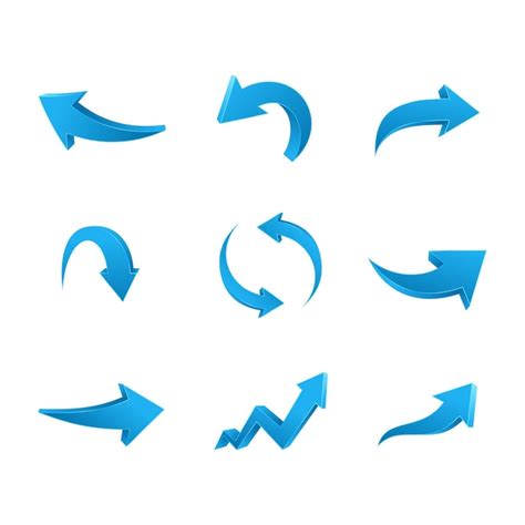 Conjunto De Elementos De Flecha Azul 3d Vector Premium