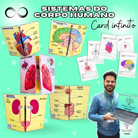 Cards Infinítos Sistemas do Corpo humano Atividades Faça Você Maker