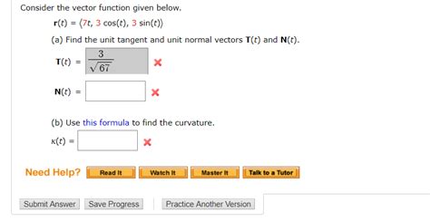 solved consider the vector function given below r t 7t 3