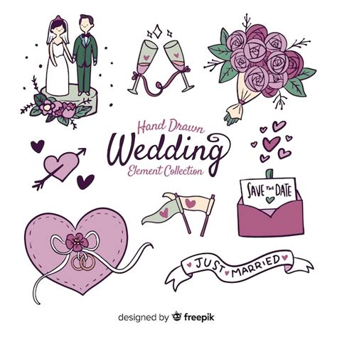 Coleção de elementos de casamento Vetor Grátis