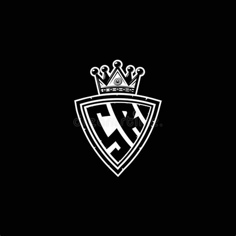 SR Logo Monogram Shield Crown Luxury Design Stock Vector Illustration