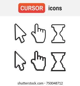 Mouse Hand Arrow Pixel Cursors Icons Stock Illustration 750048712