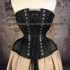 MCC50 Long Line Wide Hips Black Satin Sport Mesh Underbust Corset