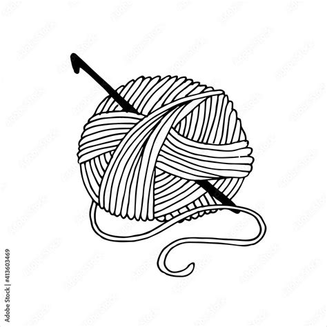 Crochet Hook And Yarn Black And White