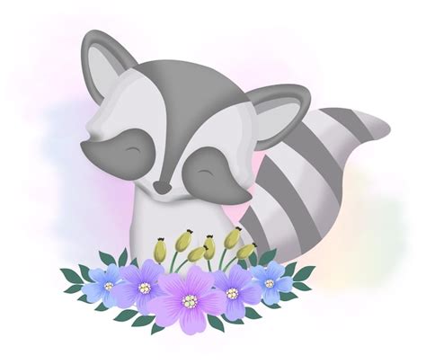 Vector De Mapache De Dibujos Animados Lindo Vector Premium