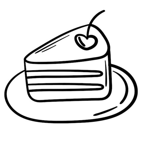 Premium Vector Doodle Sticker Slice Of Delicious Cake