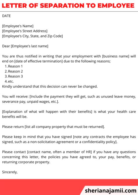 Letter Of Separation To Employee 2024 Guide Free Template Sheria