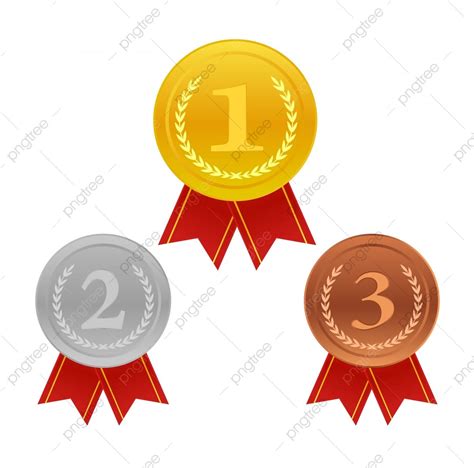 First Place Medal Clipart Vector Realistic Award Medals Winner Medal