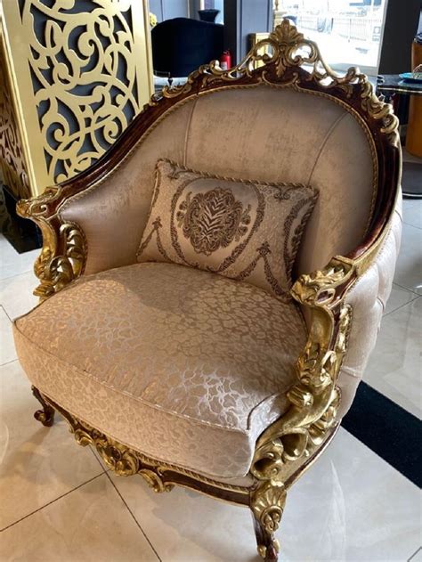Casa Padrino Fauteuil Baroque De Luxe Argent Marron Or Magnifique
