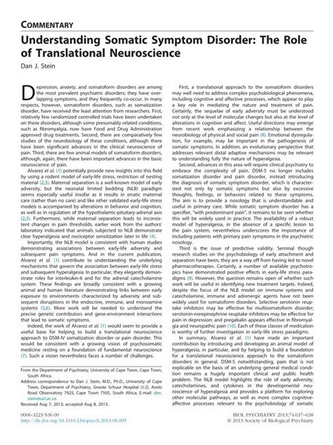 Pdf Understanding Somatic Symptom Disorder The Role Of Translational