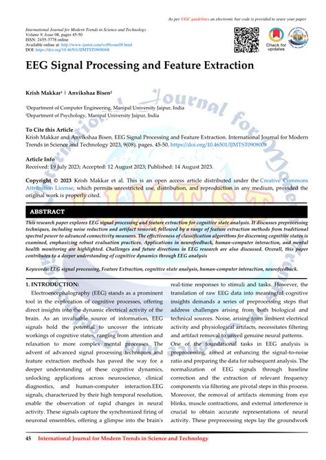 pdf eeg signal processing and feature extraction